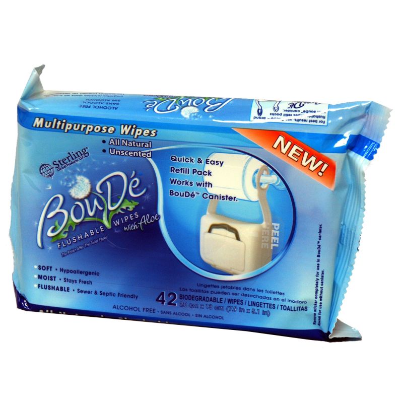 BouDé 42 ct. Flushable Wipes w/ Aloe Refill Pack - BOU301
