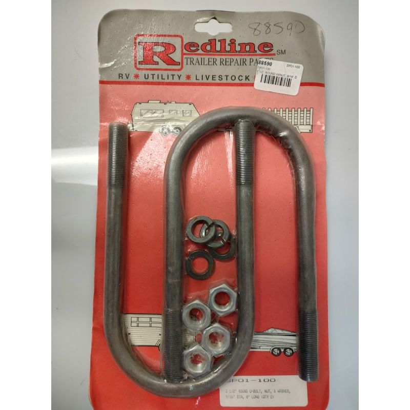 Dexter Redline 3-1/2” Round U-bolt 9/16” Dia. 8” Long -2 pack - SP01-100